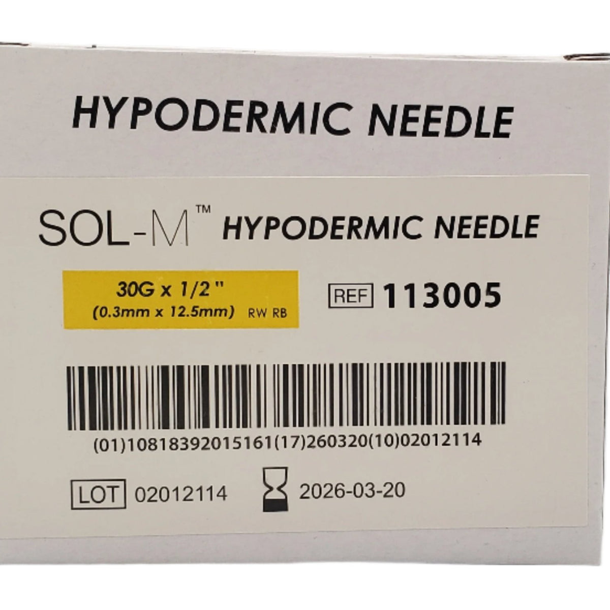 30G x 0.5" SOL-M Hypodermic Needle