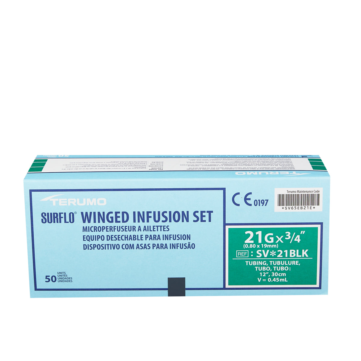 21G x 3/4" Terumo SURFLO Winged 12" Tubing