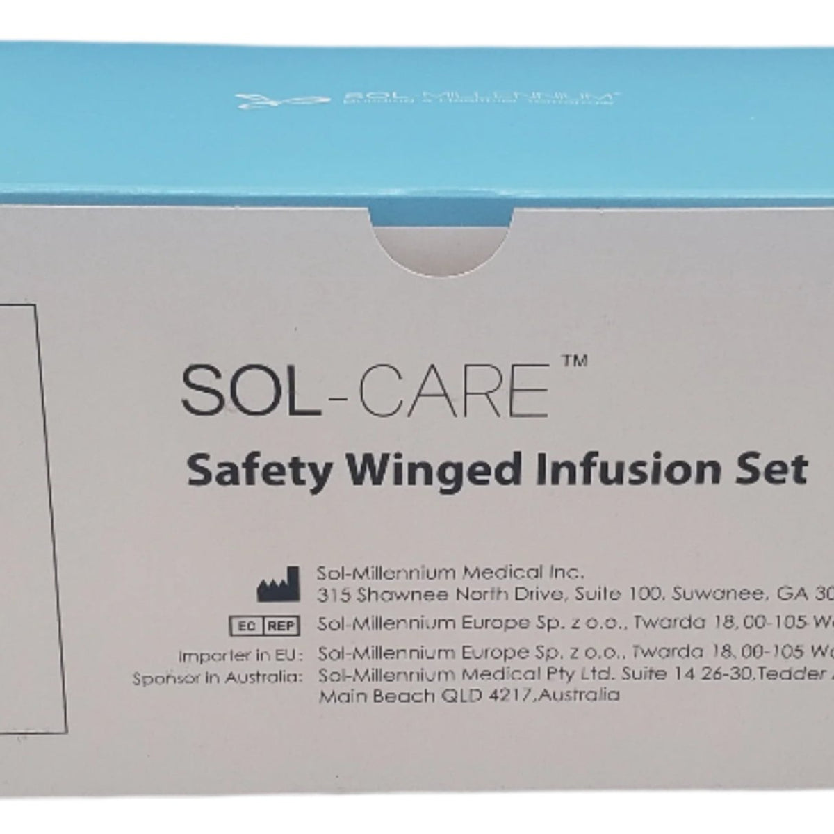 SOL-CARE Safety Winged Infusion Set 23G x 3/4 x 12" Tubing