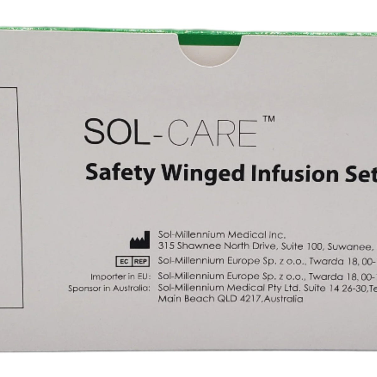 SOL-CARE Safety Winged Infusion Set 21G x 3/4 x 12"Tubing