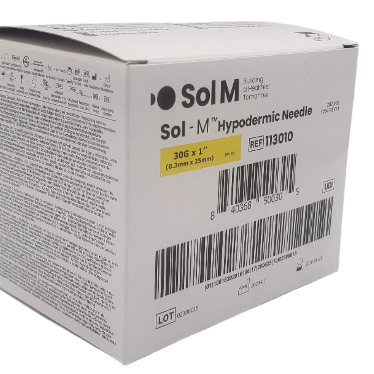 SOL-M Hypodermic Needle 30G × 1" | Sterile Ultra-Fine | Box 100 REF 113010