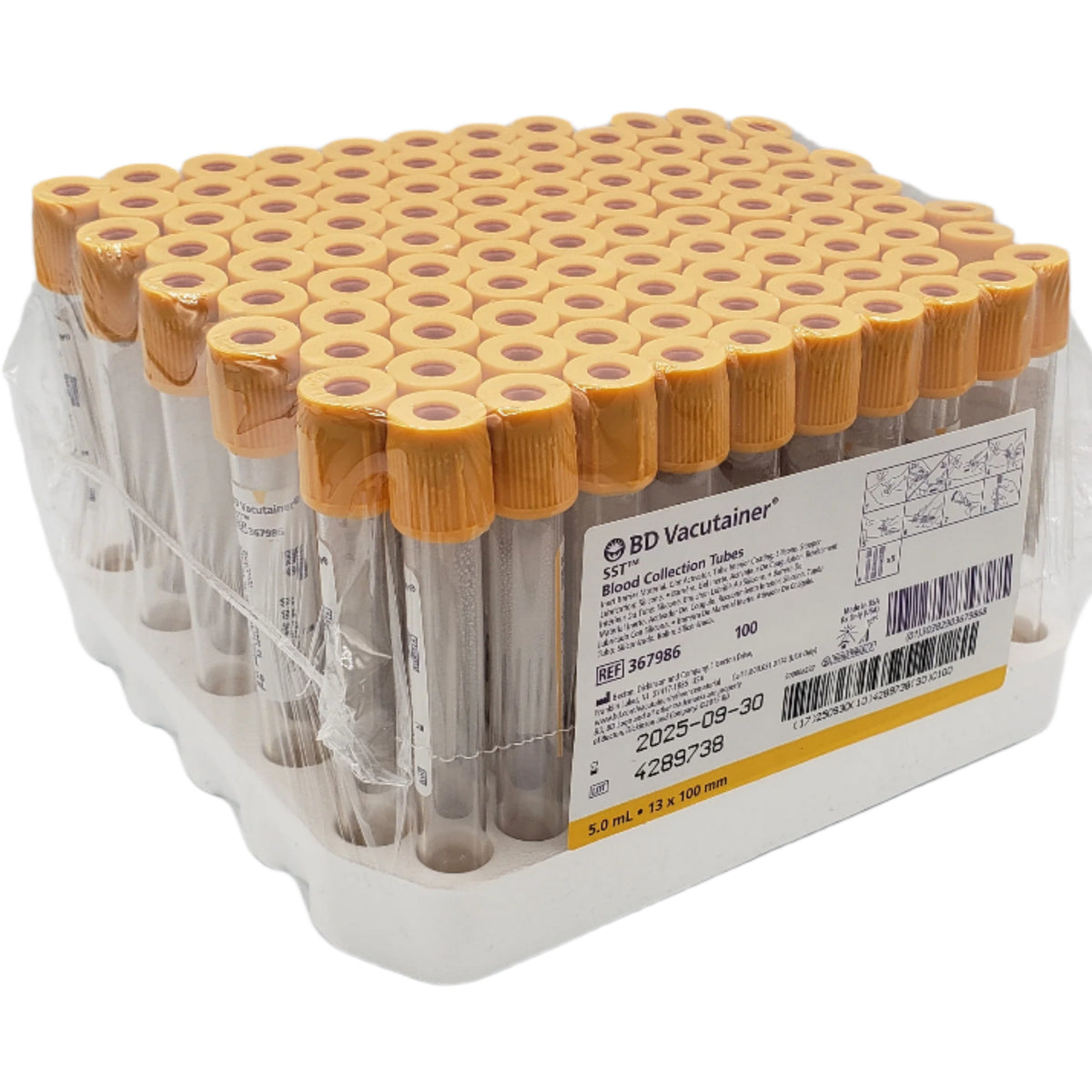 BD Vacutainer SST Serum Tube 5 mL | Clot Activator + Gel | Box 100 REF ...