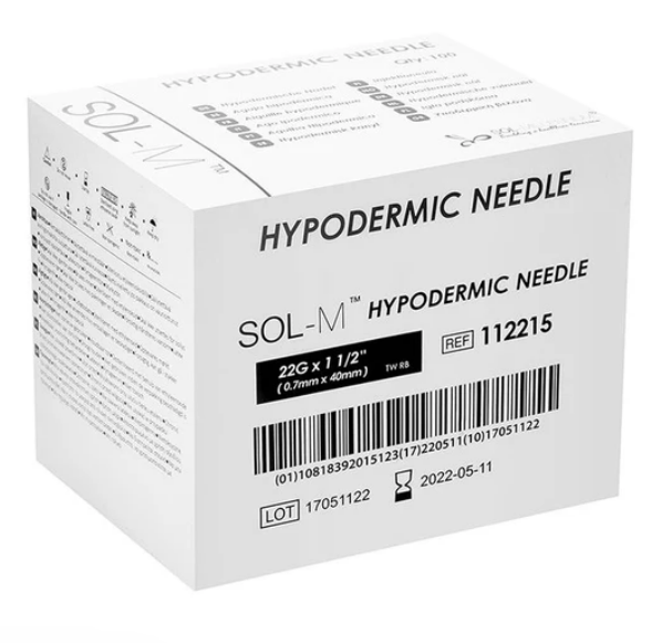 SOL-M Hypodermic Needle 22G x 1 1/2"