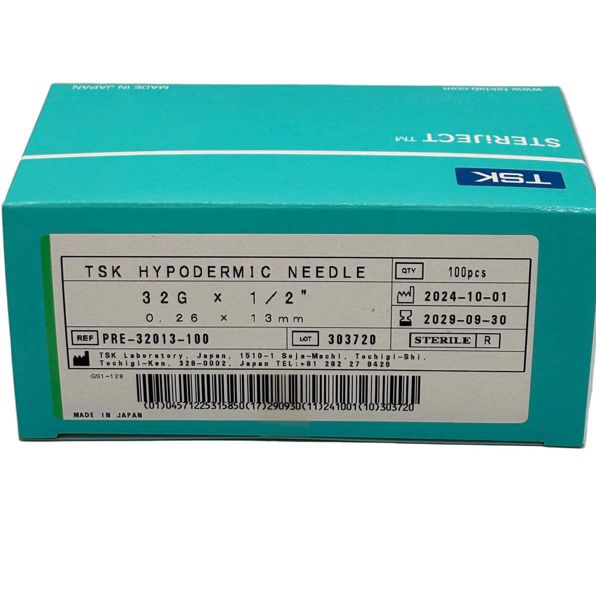 TSK STERiJECT PRE Needle 32G × 13 mm (½") | Ultra-Fine Aesthetic | Box 100