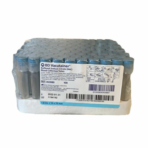 BD Vacutainer Plus Citrate Tube 1.8 mL Light Blue | Coagulation | Box ...