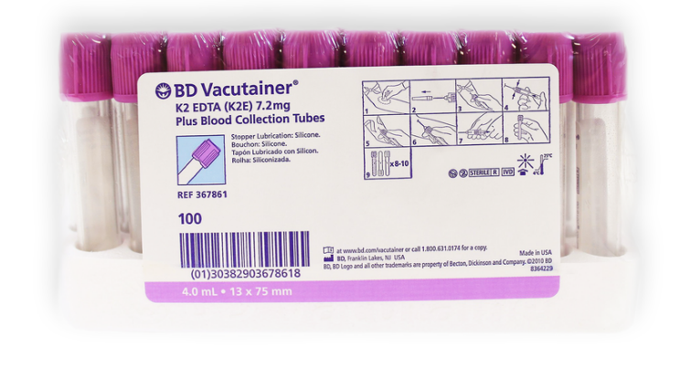 BD Vacutainer Plus EDTA Tube 4 mL Lavender | Sterile | Box 100 REF 367861
