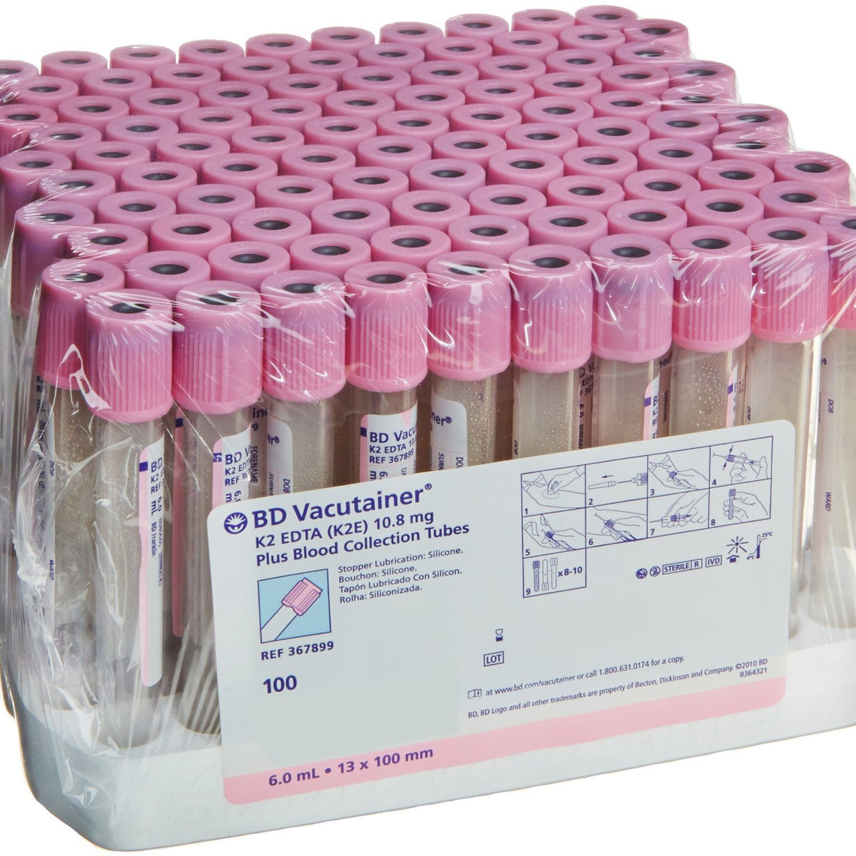 BD 367899 Vacutainer Plus Whole Blood Tube, K2EDTA 6ml