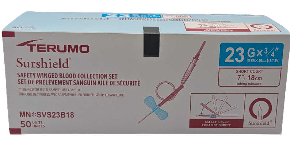 Terumo Safety Winged Blood Collection Set 23G x 0.75", 7" Tubing