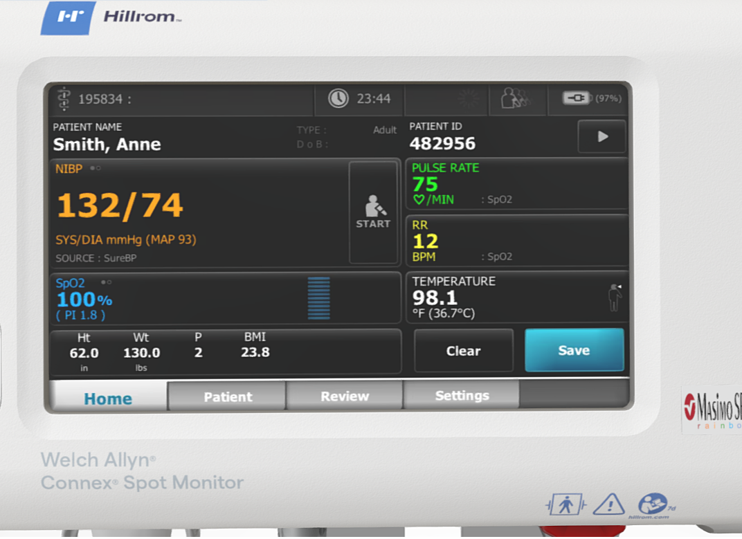 Connex Spot Monitor 71WT-B with SureBP NIBP, Nonin SPO2, SureTemp Plus ...