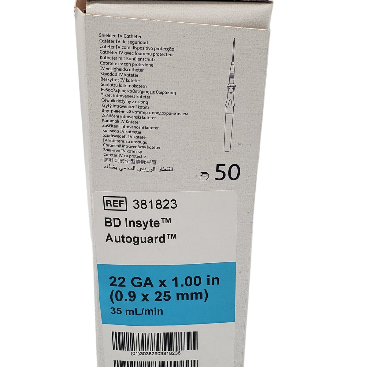 BD 381823 Insyte Autoguard 22G x 1" Catheter