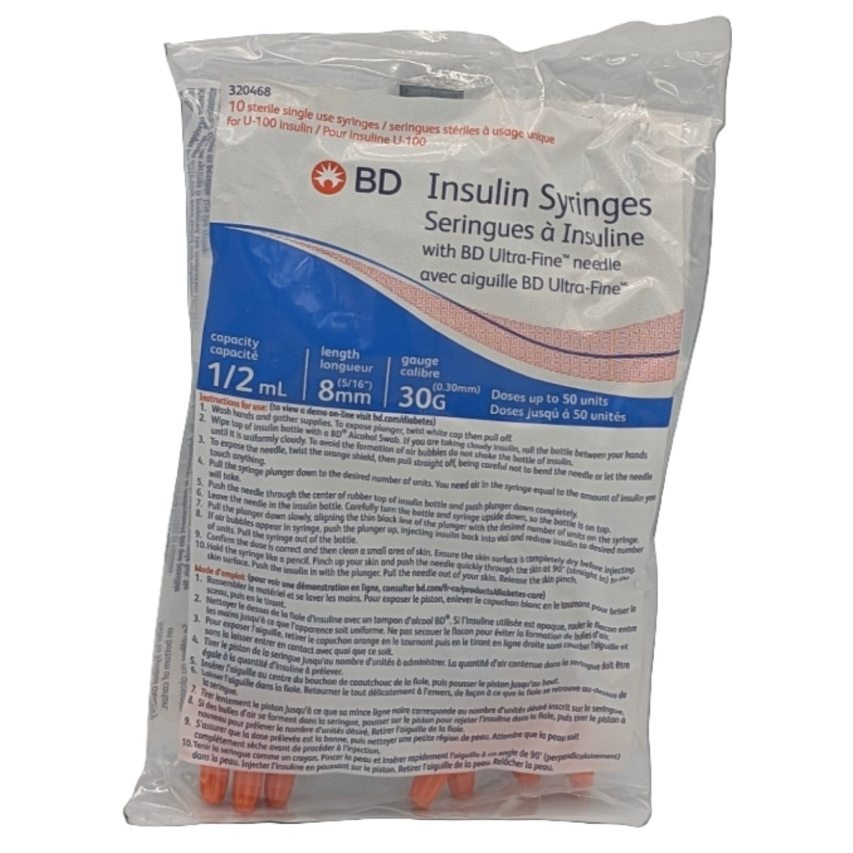 BD Insulin Syringes 0.5ml x 30G x 8mm - Canadian Medical Supply