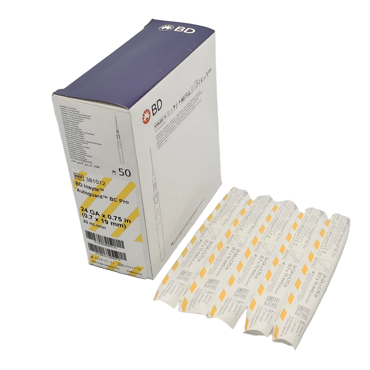 BD 381012 Insyte Autoguard BC Pro Catheter, 24G x 0.75"