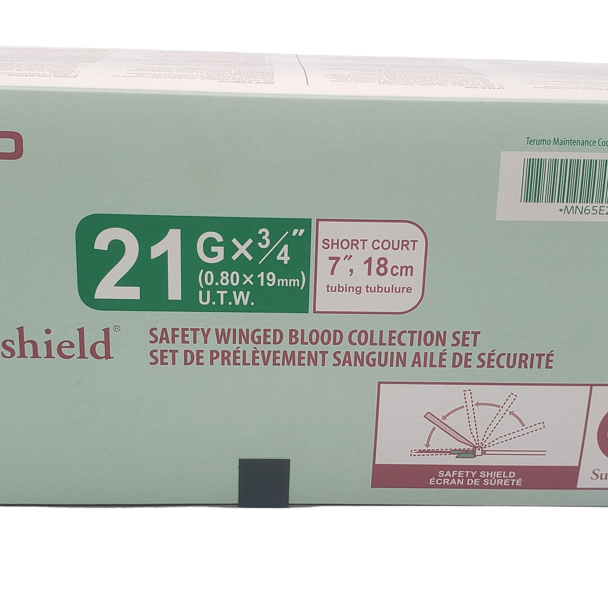 Terumo Safety Winged Blood Collection Set 21G x 0.75", 7" Tubing Box o