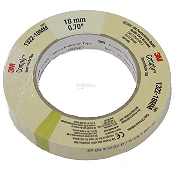 3M Comply Lead-Free Steam Autoclave Tape 1322 | 18 mm × 55 m | Class 1