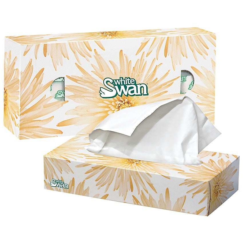 White Swan 2-Ply Facial Tissue, 100 Sheets per Box, Case of 30 Boxes